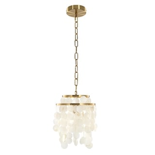 1 - Light Gold Capiz Shell Pendant Light Coastal Modern Natural Capiz ...