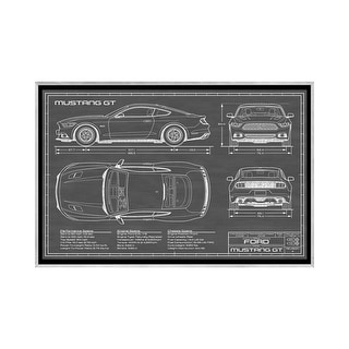 iCanvas "Mustang GT (2015-2017) Black" by Action Blueprints Framed ...