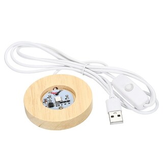 LED Light Round Wooden 2.56" Colorful Light Display Base Stand Wood ...