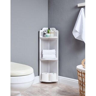 3-Tier Corner Bathroom Shelves, Bathroom Storage Organizer, White - Bed ...
