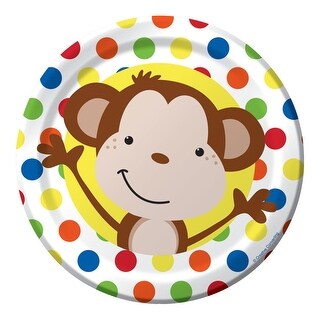 Club Pack of 96 Fun Monkey Polka Dotted Disposable Paper Lunch Plates 7 ...