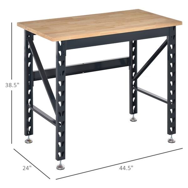 HOMCOM 45" Solid Wood Tool Workbench Station with Adjustable Footpads ...