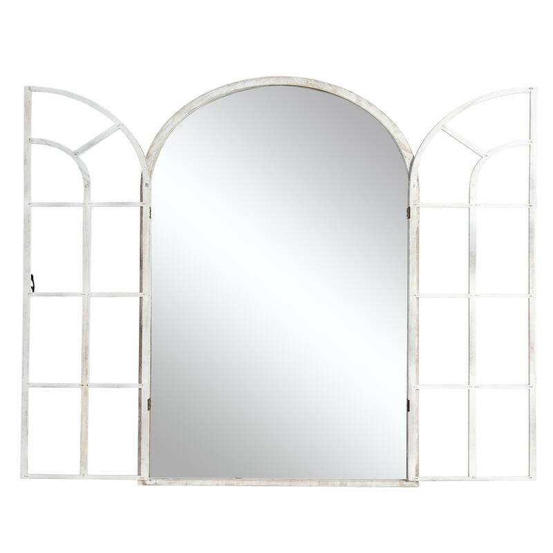 Rustic Wood Arched Window Wall Mirror - Distinctive Full Length Vanity ...