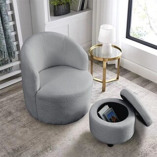 Swivel Chair with Round Storage Chair Grey - Barrel Chair - Bed Bath ...