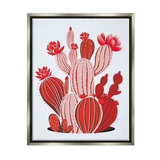 Stupell Red Modern Cactus Plants Framed Floater Canvas Wall Art Design ...