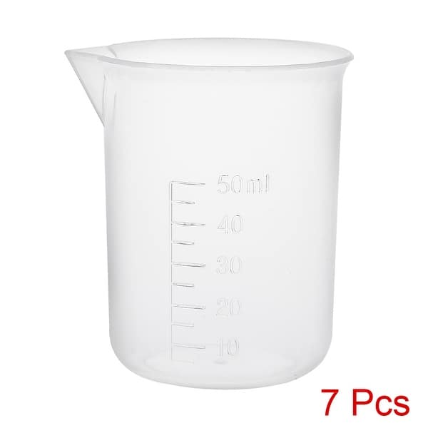 7pcs Clear Measuring Cup Labs PP Plastic Graduated Beakers 50ml ...