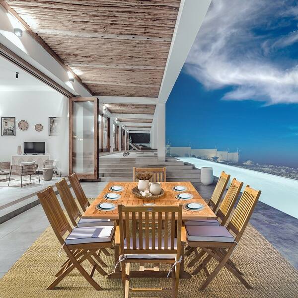 Seven Seas Teak 9 Piece Teak Wood Santa Monica Patio Dining Set ...