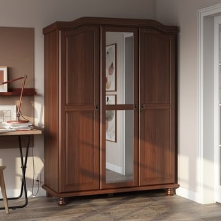 100% Solid Wood Cosmo 4-Door Wardrobe with Solid Wood or Mirrored Doors ...