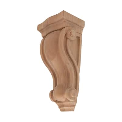 8-1/4" x 3-3/4" x 2-5/8" Small Cherry Traditional Plain Wood Corbel ...