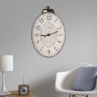 Oval Shape Wooden Wall Clock with Ring Hanger, White and Black - Bed ...
