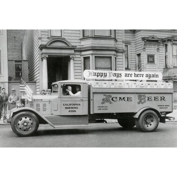 Acme Delivery Truck Black and White Gallery Wrapped Canvas - Bed Bath ...