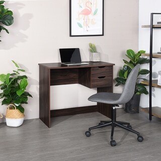 Modern Computer Desk with 2 Side Drawers, Writing Study Table for Home ...