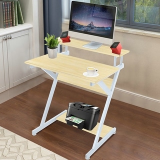 Computer Desk With Monitor Shelf Corner Study Writing Desk For Small ...
