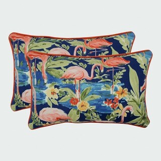 Pillow Perfect Outdoor / Indoor Flamingoing Lagoon Blue Rectangular ...