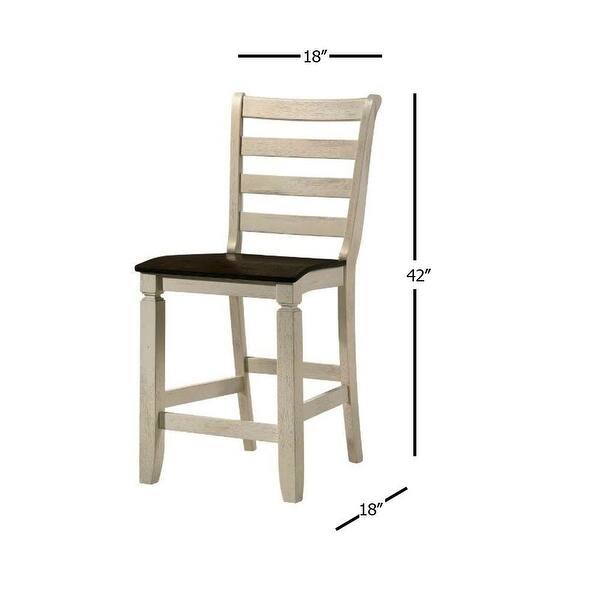 ACME Tasnim Counter Height Stool in Tan Fabric and Antique White Finish ...