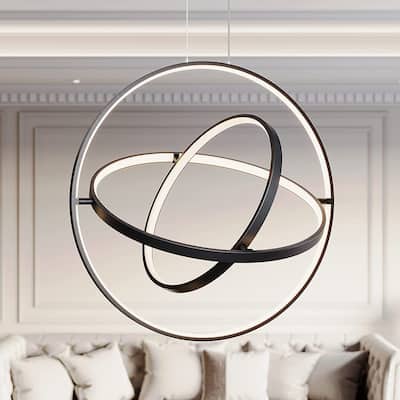 Modern Black Chandelier Round Chandeliers LED Pendant Light ...