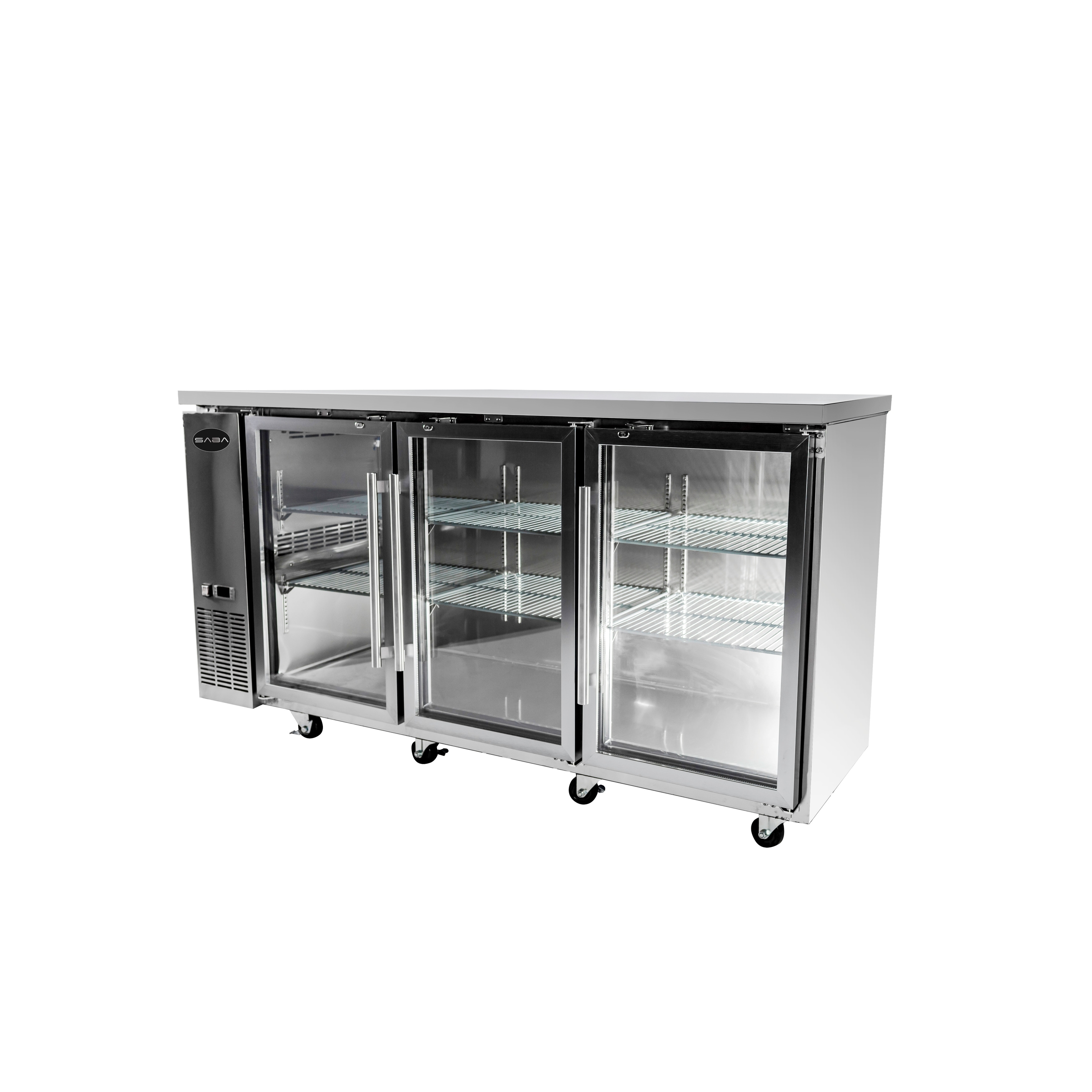 SABA - 27" Depth 58" Two Door Commercial Back Bar Cooler (Black) - Bed ...