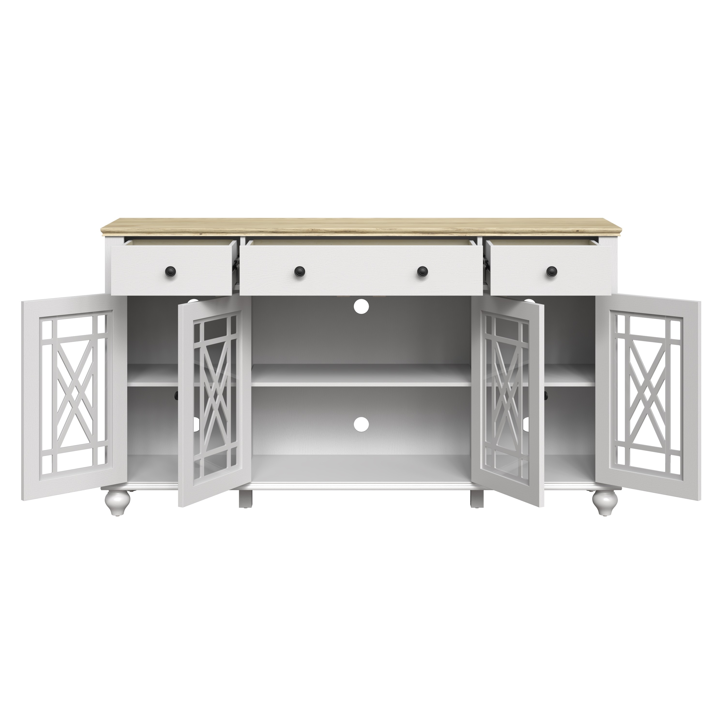 63 Vintage Style Kitchen Accent Buffet Sideboard Cabinet w Drawers 63 in Width