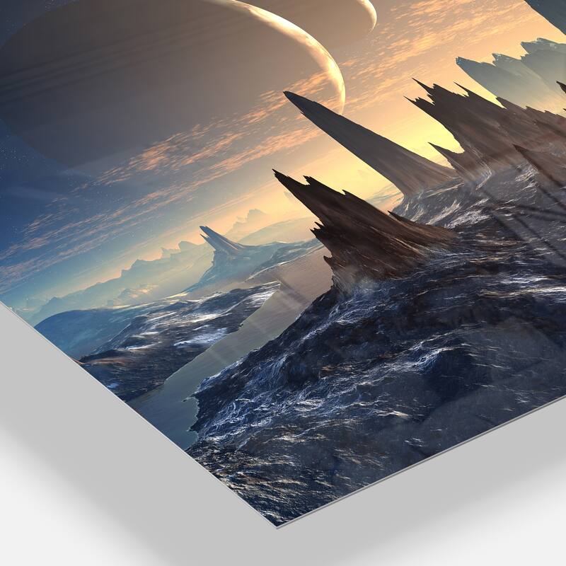 Designart 'Alien Planet with Mountains' Contemporary Metal Wall Art ...