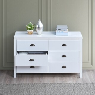 Classic White 6-Drawer Master Dresser with Interlock Features - Bed ...