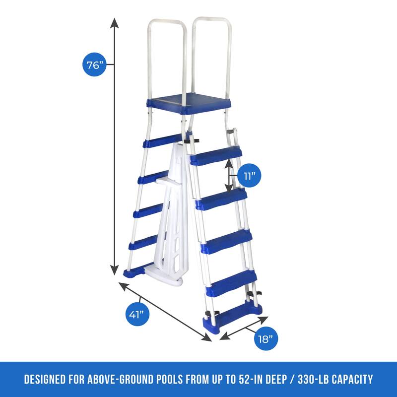 52-in A-Frame Pool Ladder with Safety Barrier and Removable Steps - Bed ...