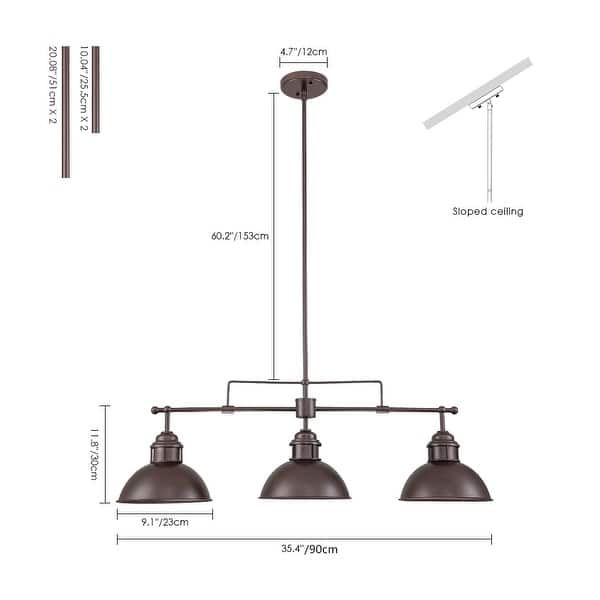 Rennnsan Farmhouse Metal Linear Dome Pot Lid Pendant Light/Kitchen ...