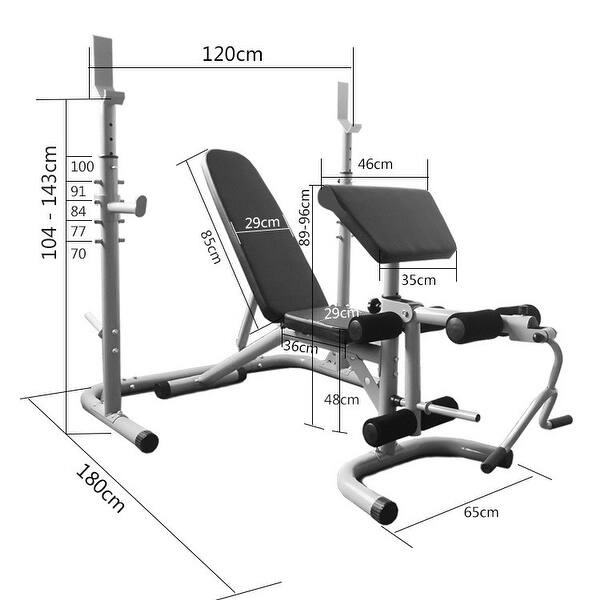 Adjustable Weight Lift Bench Rack Set Fitness Barbell Dumbbell Workout ...