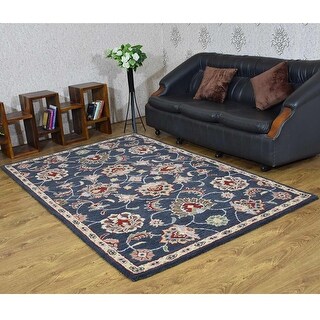 Hand Tufted Wool OctagonArea Rug Oriental Charcoal K00659 - Bed Bath ...