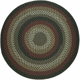 Super Area Rugs Braided Country Farmhouse 6' Round Green Ivory - 6 ...