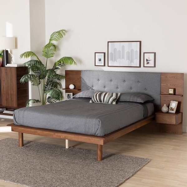 Queen platform bed with built in nightstands store