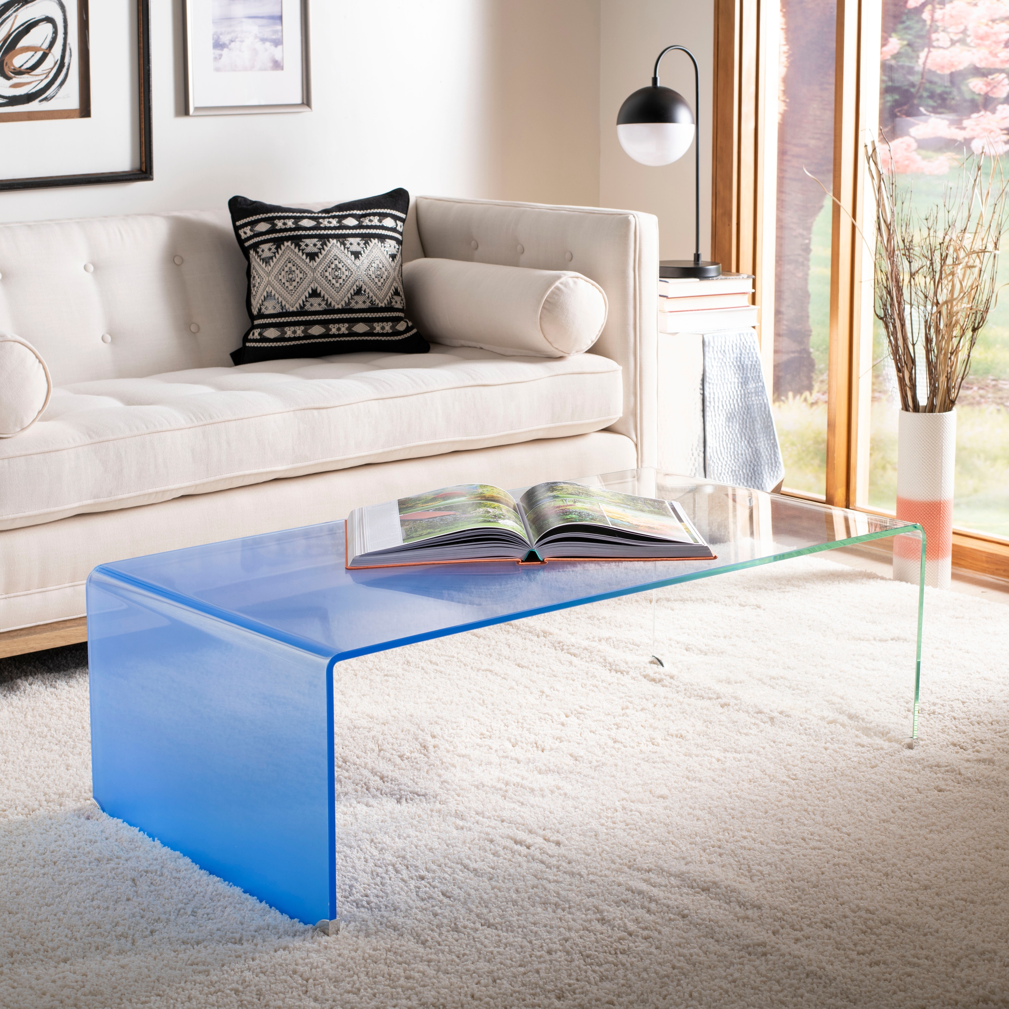 Safavieh Crysta Clear Blue Ombre Glass Coffee Table