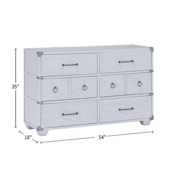 6 Drawers Wooden Dresser with Block Legs in Grey - Bed Bath & Beyond ...