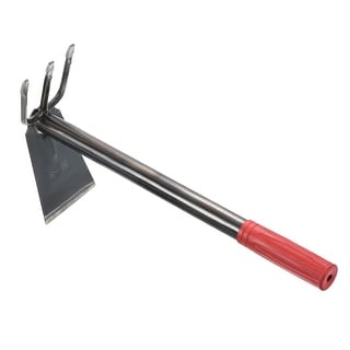 14" Hand Gardening Hoe and Rake, High Carbon Steel Loosening Soil Tool ...