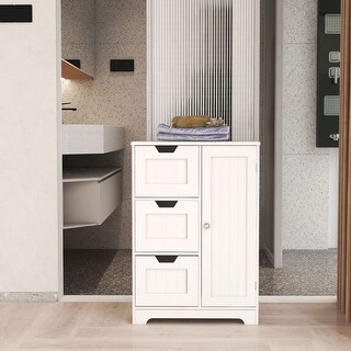 White Bathroom Cabinet Shutter Door Drawers Free Standing Living Room ...