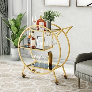 Upgraded 3 Tier Gold Bar Serving Cart with Glass Holder and Wheels ...