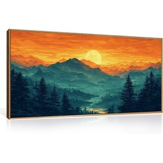 Forest Sunrise Wall Decor,Modern Colorful Landscape Wall Painting - Bed ...
