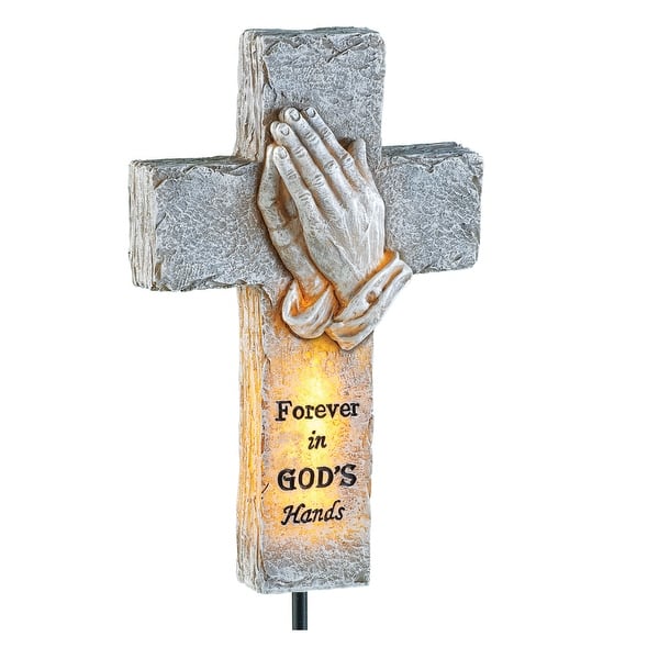 Solar Powered LED Lighted Cross with Praying Hands Stake - NO SIZE ...