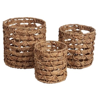 Lattice Bohemian Coastal Handwoven Water Hyacinth Rope Nesting Baskets ...