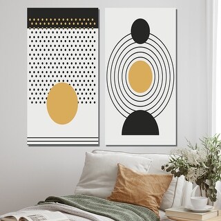Designart 'Creative Vintage Designs In Retro Colors XIV' Abstract Set ...