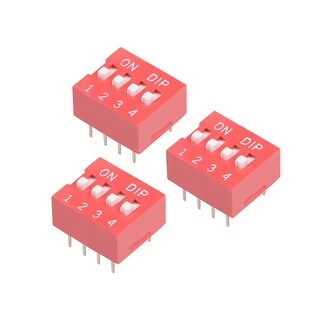 3 Pcs Red DIP Switch 1-4 Positions 2.54mm Pitch for Circuit PCB - 1-4 ...