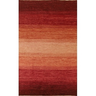 Multi-Colored Modern Gabbeh Area Rug Hand-knotted Wool Carpet - 6'7" x ...
