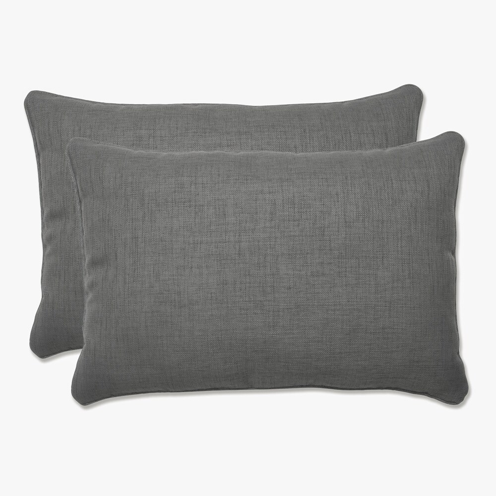 Decorative Gray Textured Solid Rectangle Outdoor Toss Pillows (Set of 2 ...