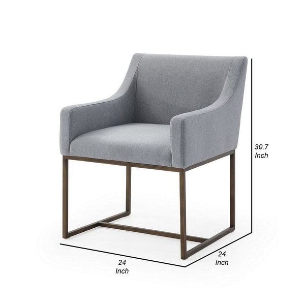 Cid 24 Inch Modern Dining Chair, Cushioned Seat, Gray, Antique Brass ...