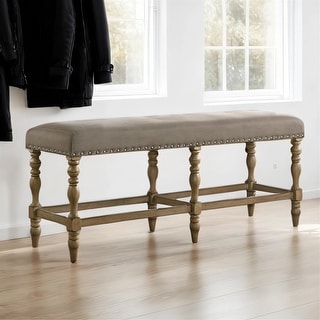 Microfiber Upholstered Counter Height Bench with Nail Head Trim - Bed ...