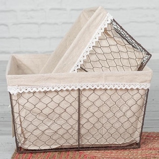 Set Of 2 Wire With Fabric Inserts Baskets - Bed Bath & Beyond - 40280605