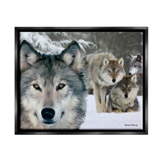 Stupell Wild Wolves Snowy Winter Landscape Framed Floater Canvas Wall ...