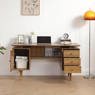 Modern Study Desk with 3D Edge Design, Spacious Storage, 3 Drawers ...