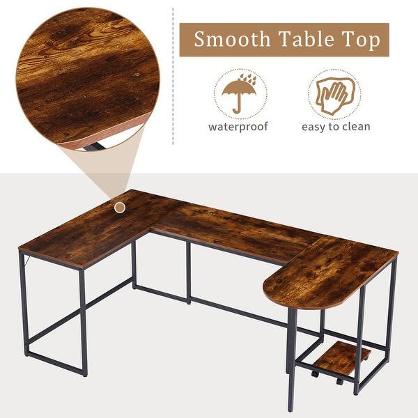 U-shaped Computer Desk with Mobile CPU Stand, Industrial Corner Writing ...