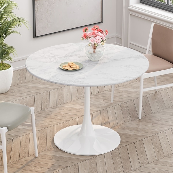 Modern Round White Dining Table 51 inch - 51.18 - On Sale - Bed Bath ...
