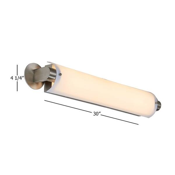 30 inch LED Vanity Light with white acrylic shade - Brushed Nickel ...